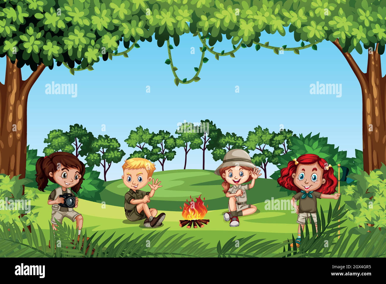 Camping kids in nature Stock Vector Image & Art - Alamy