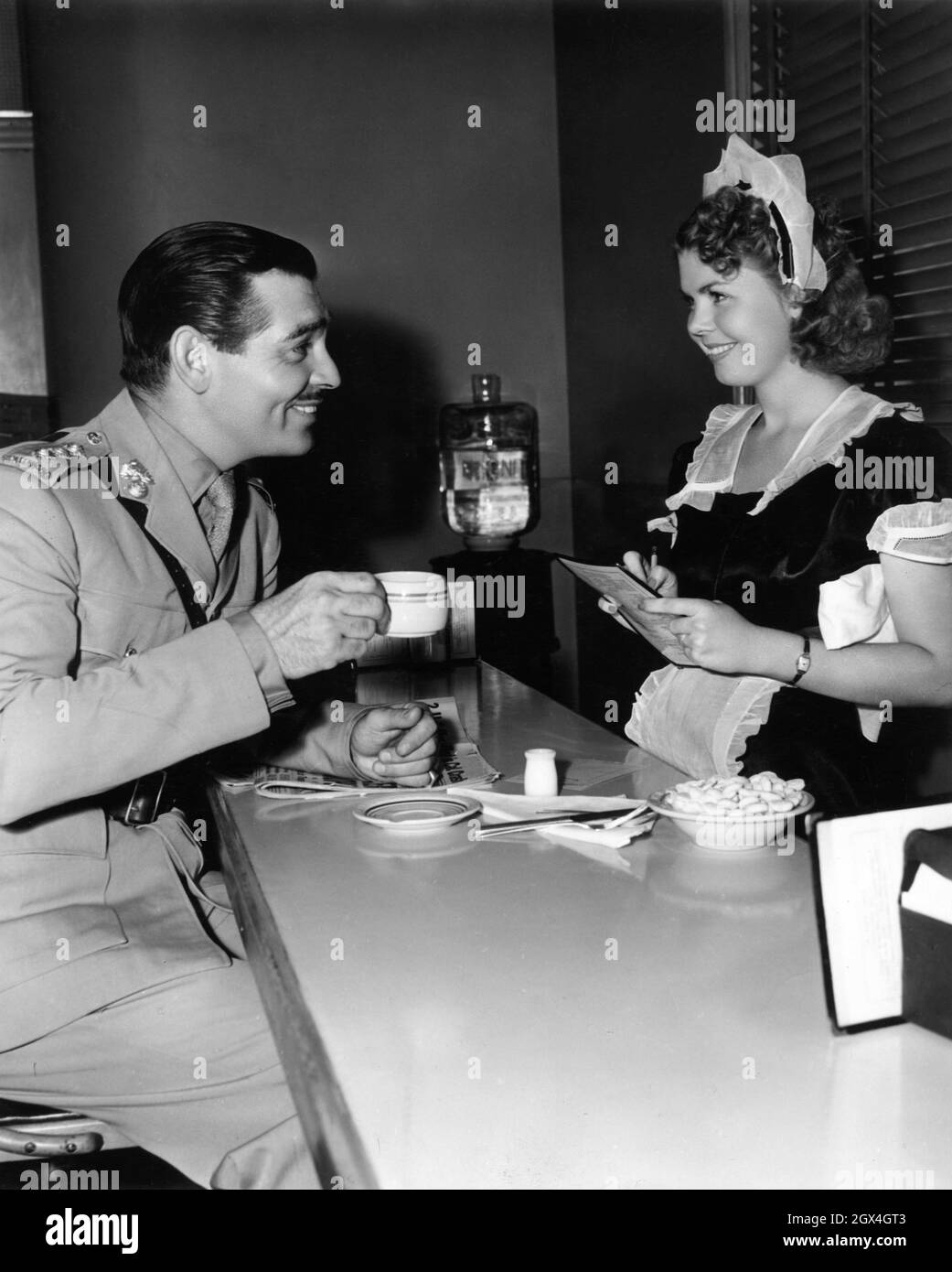 CLARK GABLE in the MGM Studio Commissary with Waitress VIRGINIA CASSIDY ...