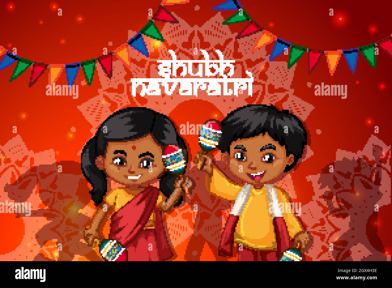 Navaratri poster design with happy children Stock Vector Image & Art ...