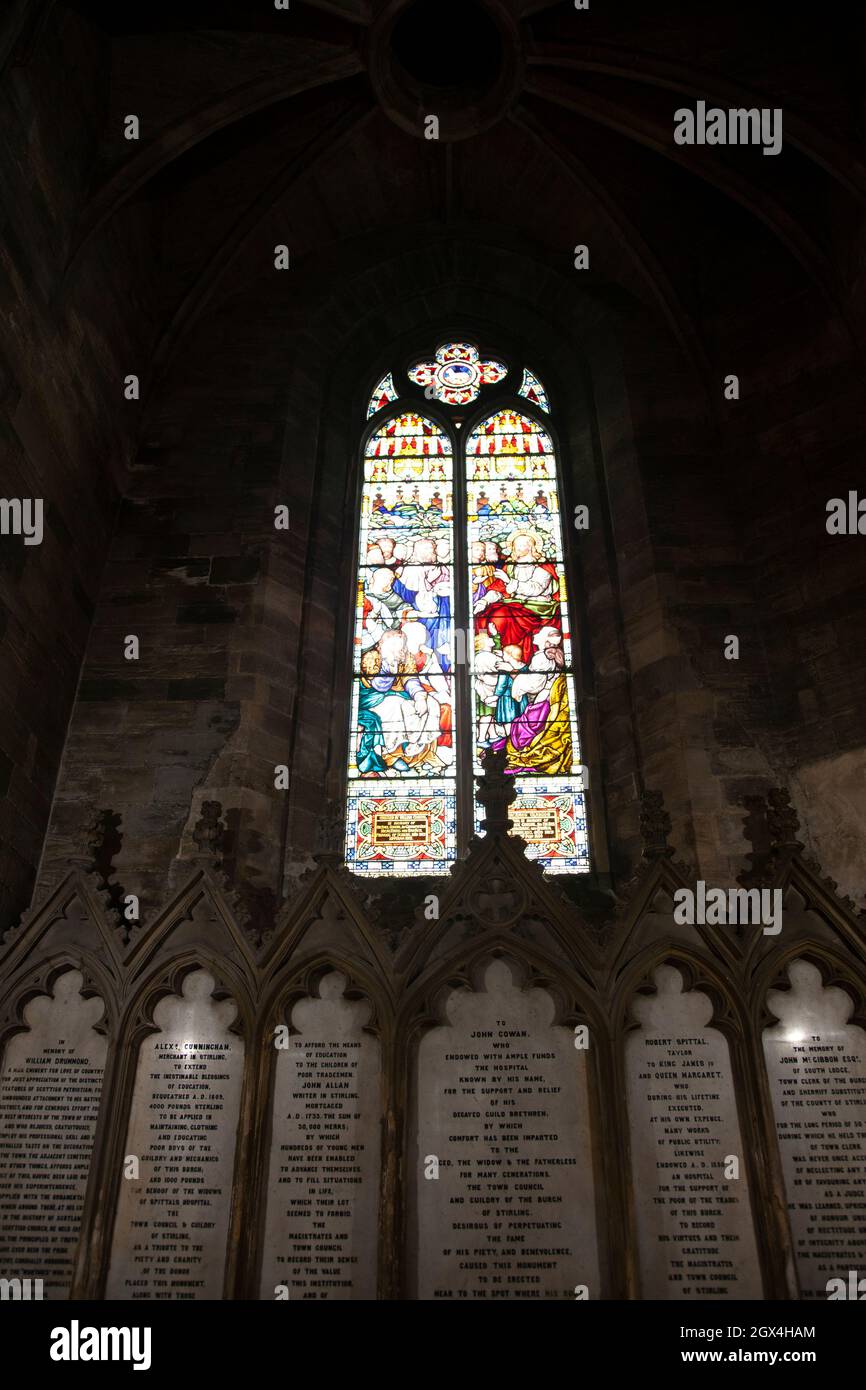 Church of Holy Rude Stained Glass Window in Stirling, Scotland Stock ...