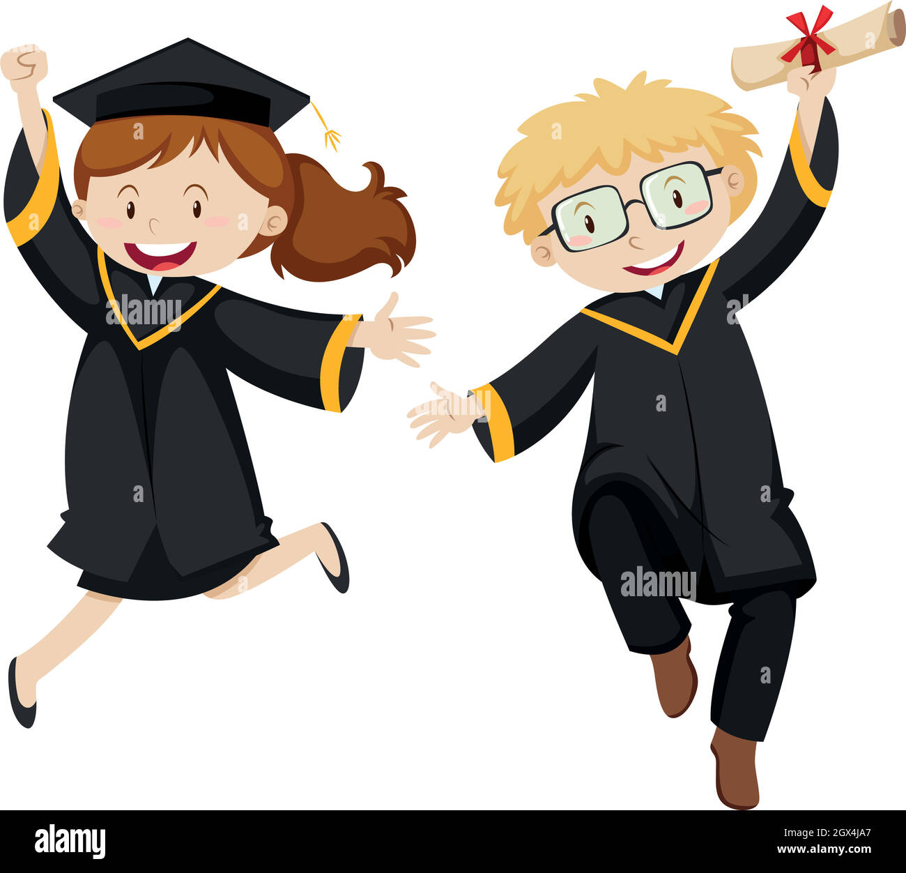 Man and woman in black graduation gown Stock Vector Image & Art - Alamy