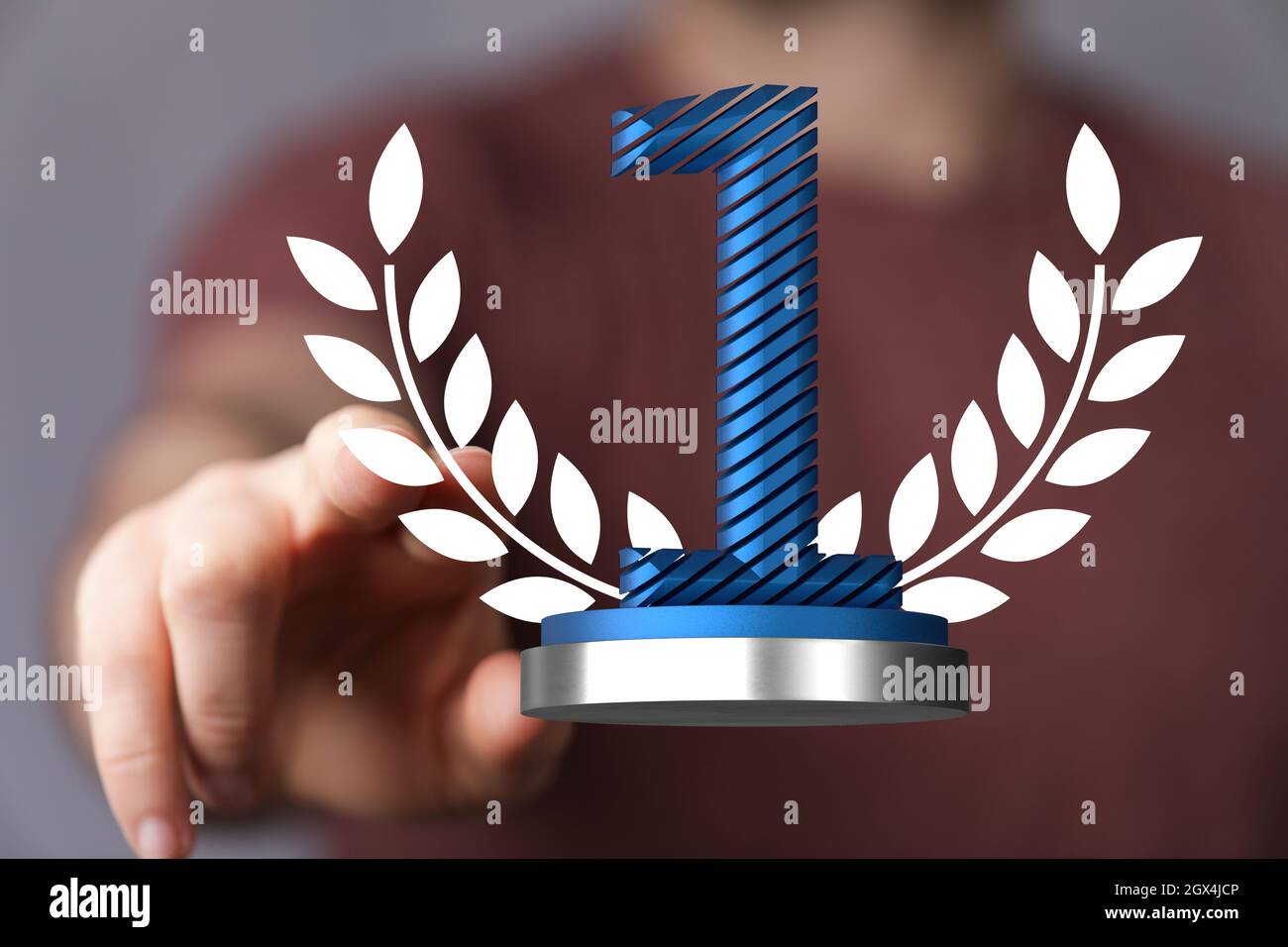 3D rendered 1st champion prize/place icon on a black background Stock ...