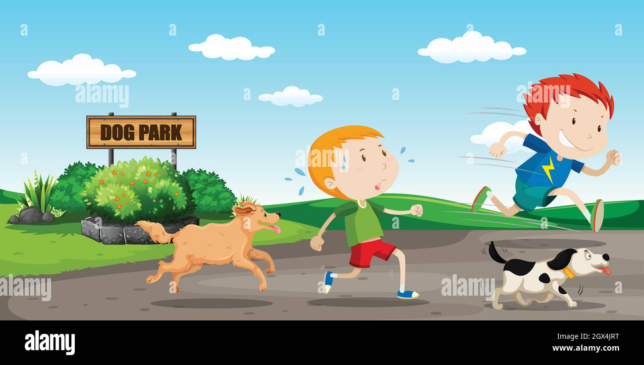 Dogs Running Away Cartoon