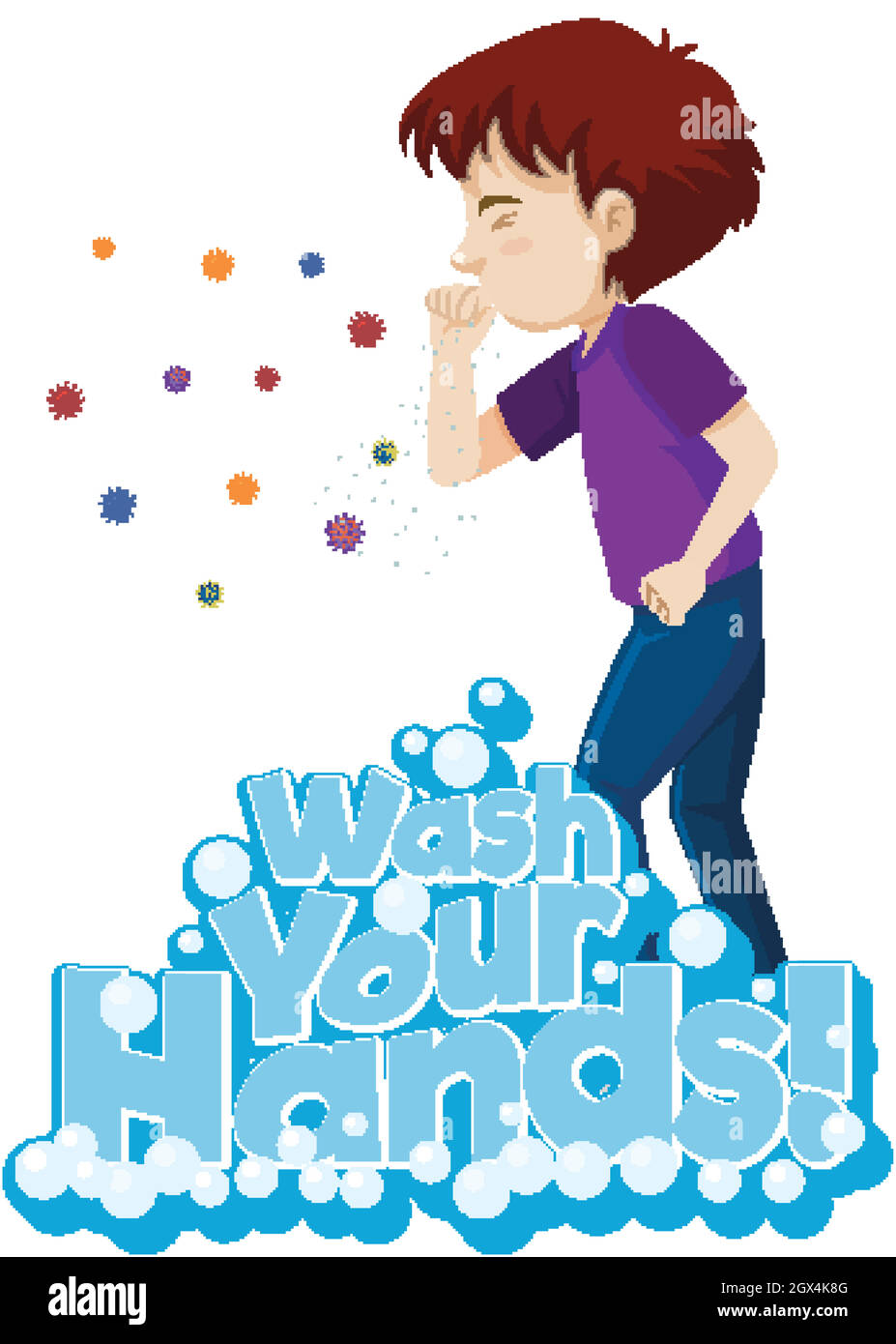 Poster design for coronavirus theme with man coughing Stock Vector ...