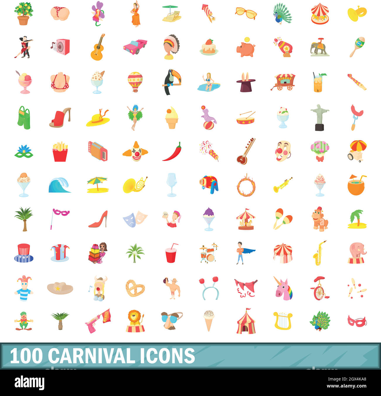 100 carnival icons set, cartoon style Stock Vector Image & Art - Alamy