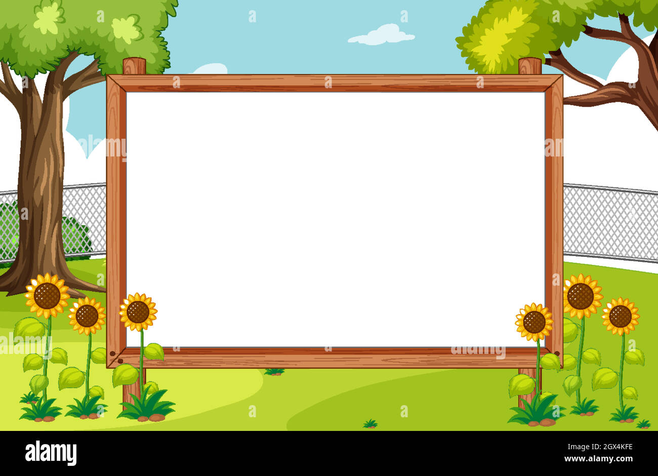 Blank wooden frame in nature park scene Stock Vector Image & Art - Alamy