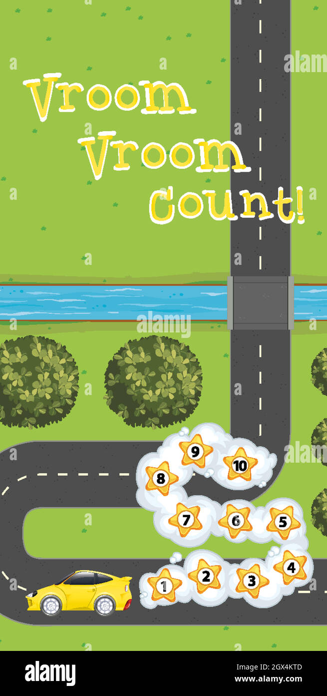 Game template with car and numbers on the road Stock Vector Image & Art ...