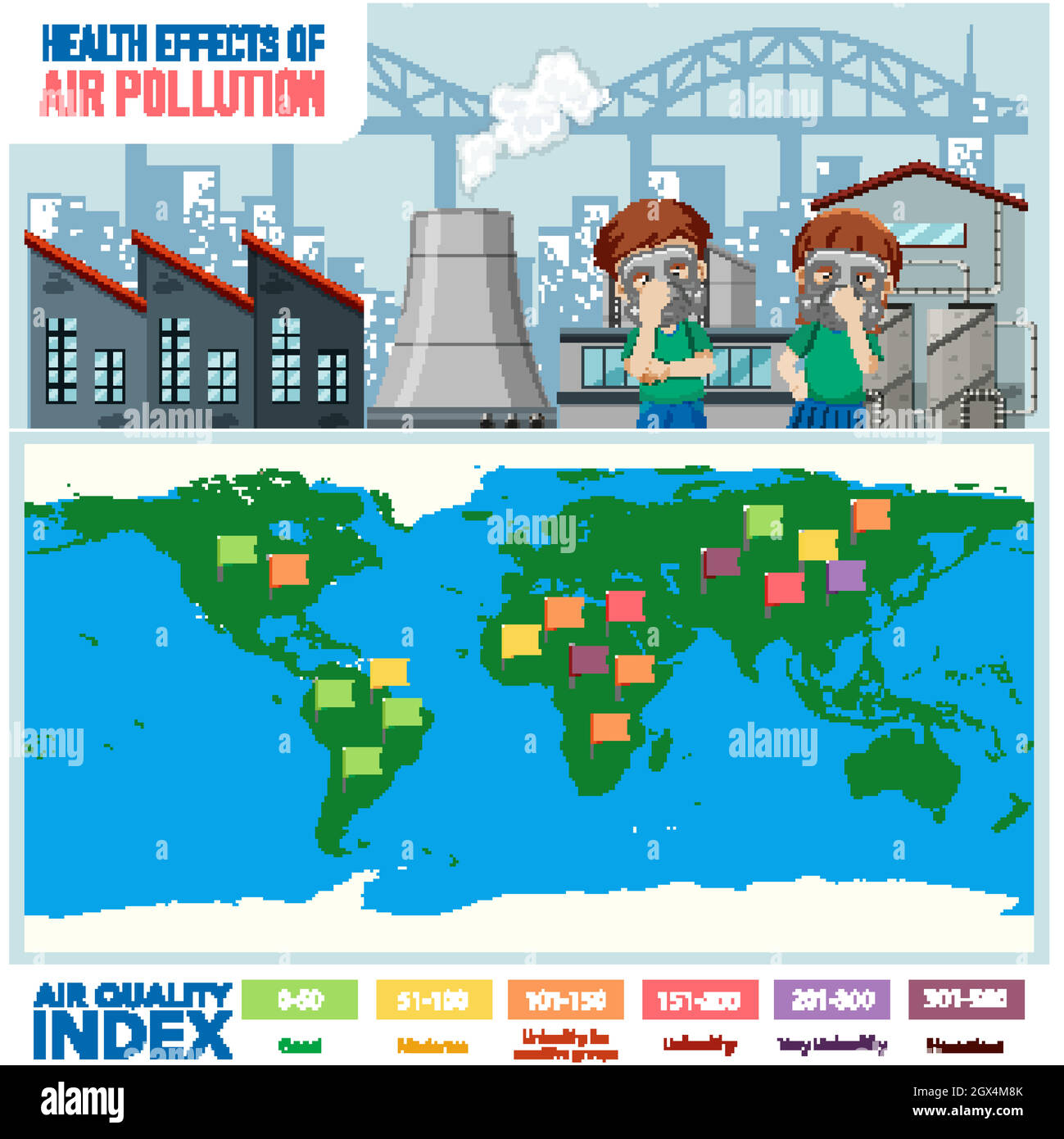 Diagram showing air quality index with color scales Stock Vector Image ...