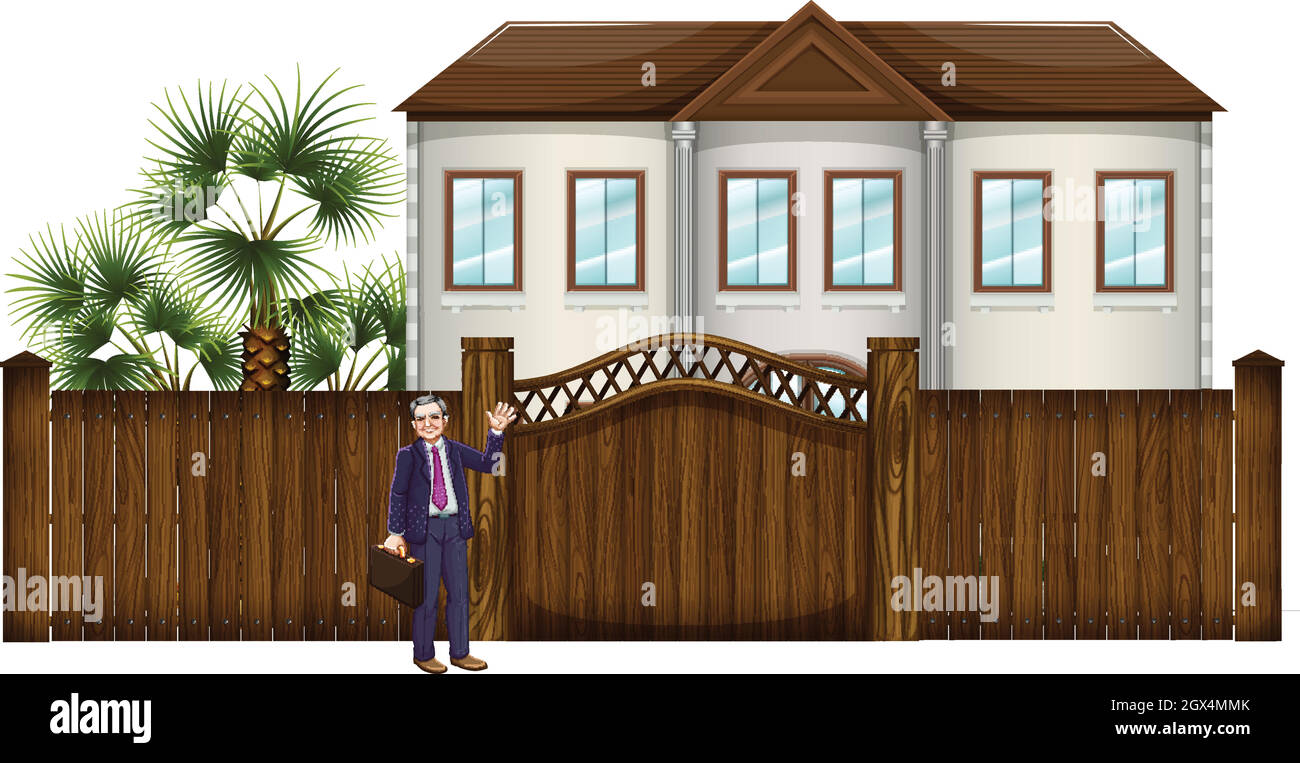Illustration two story house Cut Out Stock Images & Pictures - Alamy