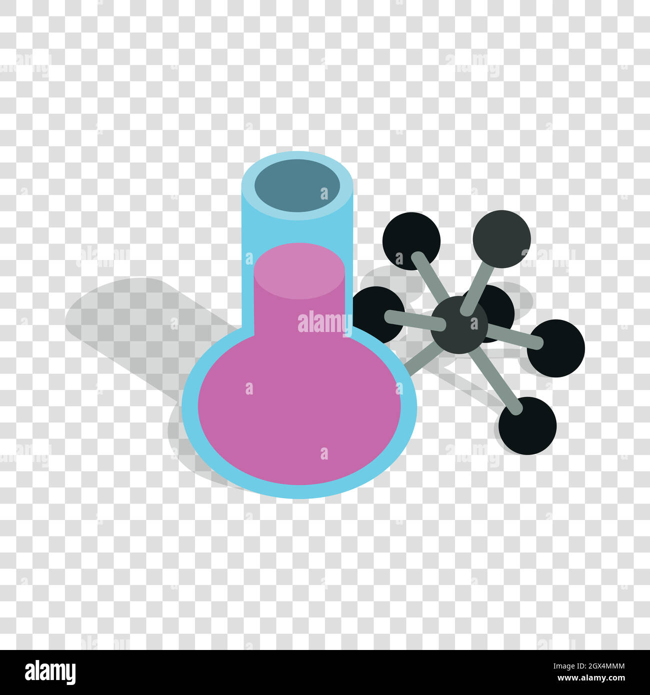 Test flask and molecule structure isometric icon Stock Vector Image ...