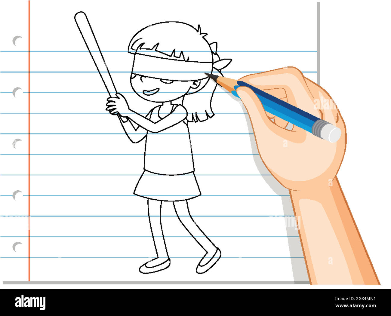 Hand writing of girl blindfold outline Stock Vector Image & Art - Alamy