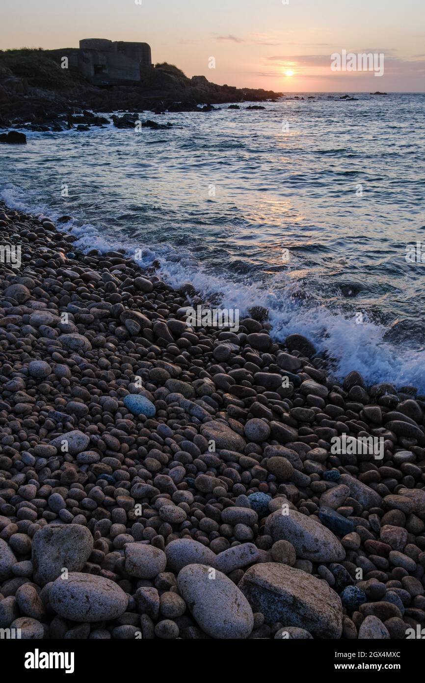 Fort Hommet at sunset, Guernsey, Channel Islands Stock Photo - Alamy