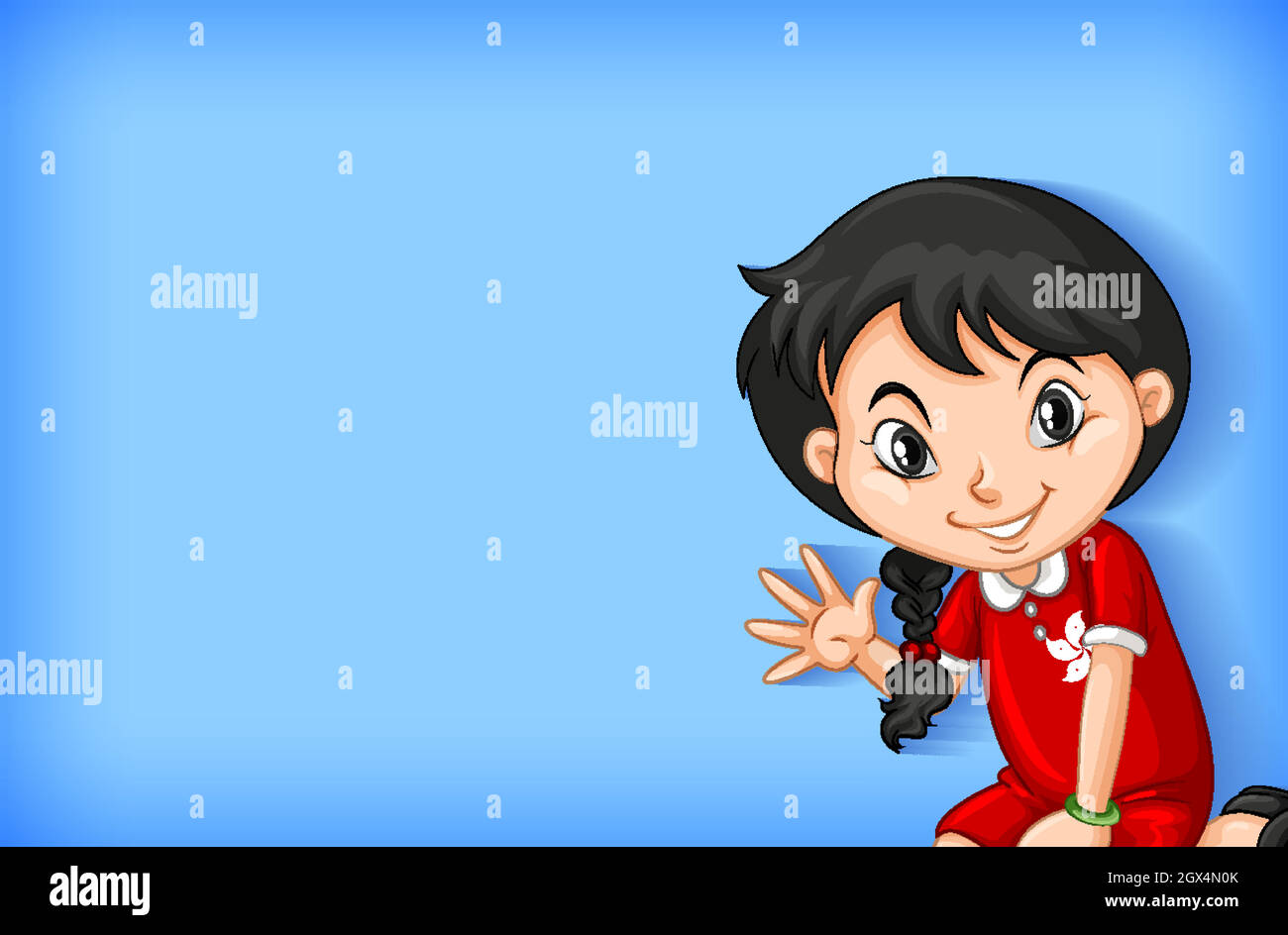 Background template with plain color wall and happy girl Stock Vector ...