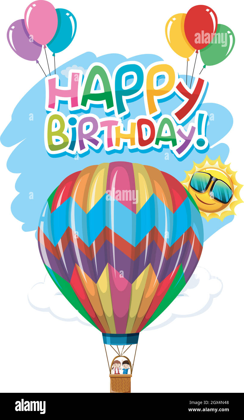 Hot Air Balloon Birthday Card Stock Vector Image & Art - Alamy