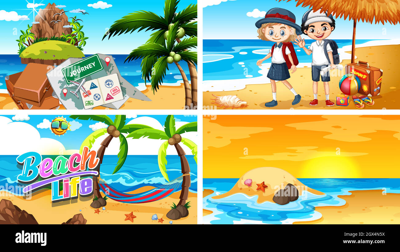 Four beach scenes hi-res stock photography and images - Alamy