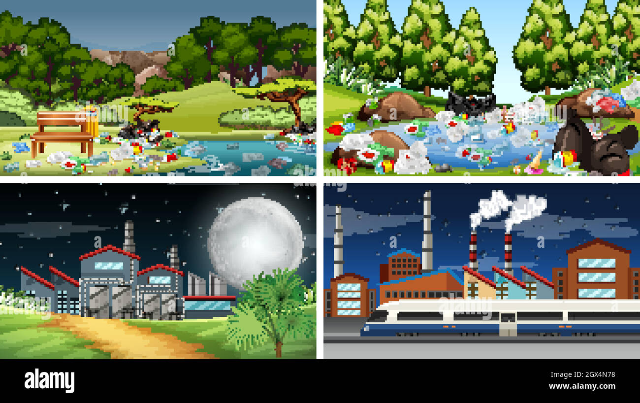 Set of polluted scenes Stock Vector Image & Art - Alamy
