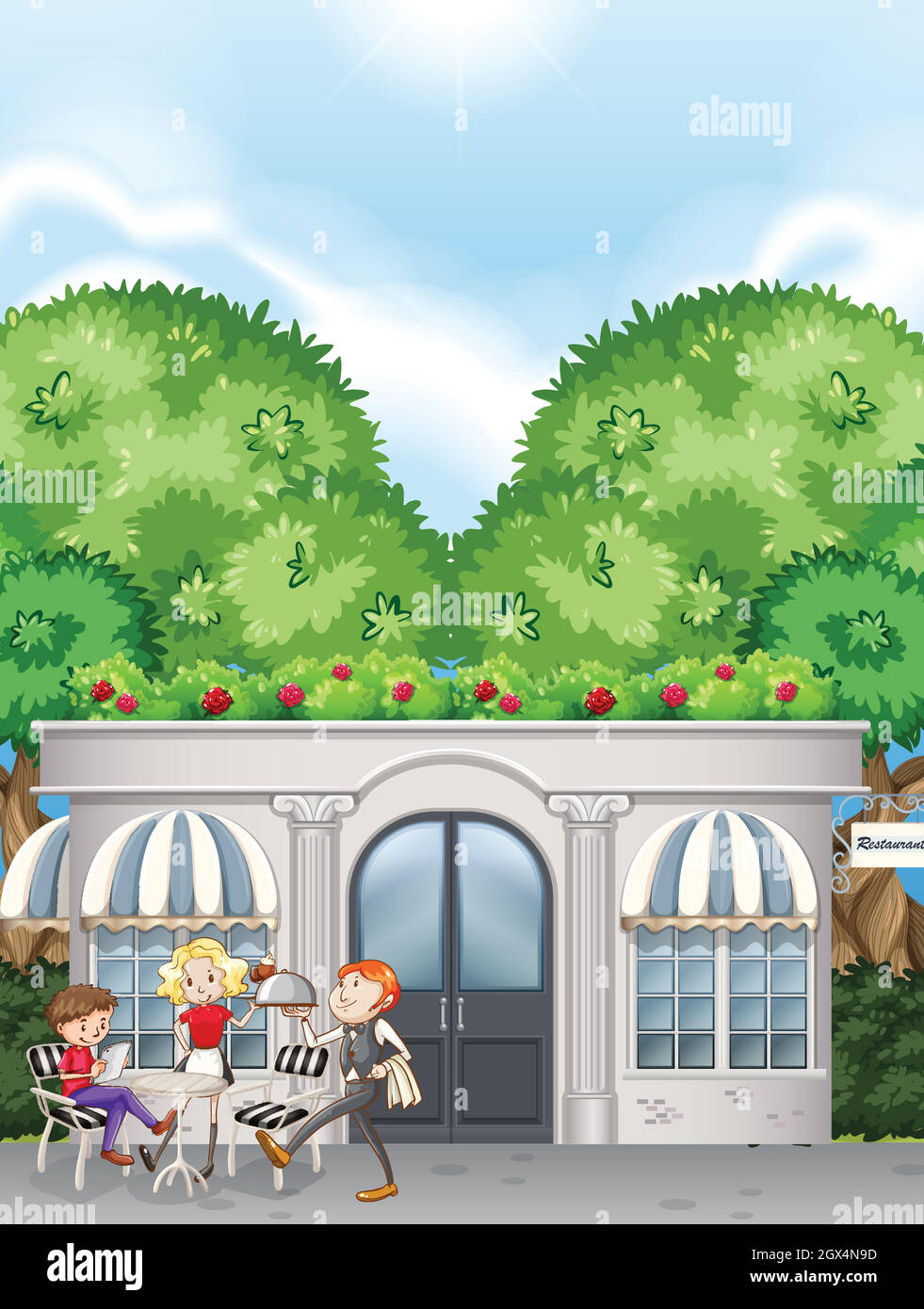 Waitress serving customer restaurant Stock Vector Images - Alamy