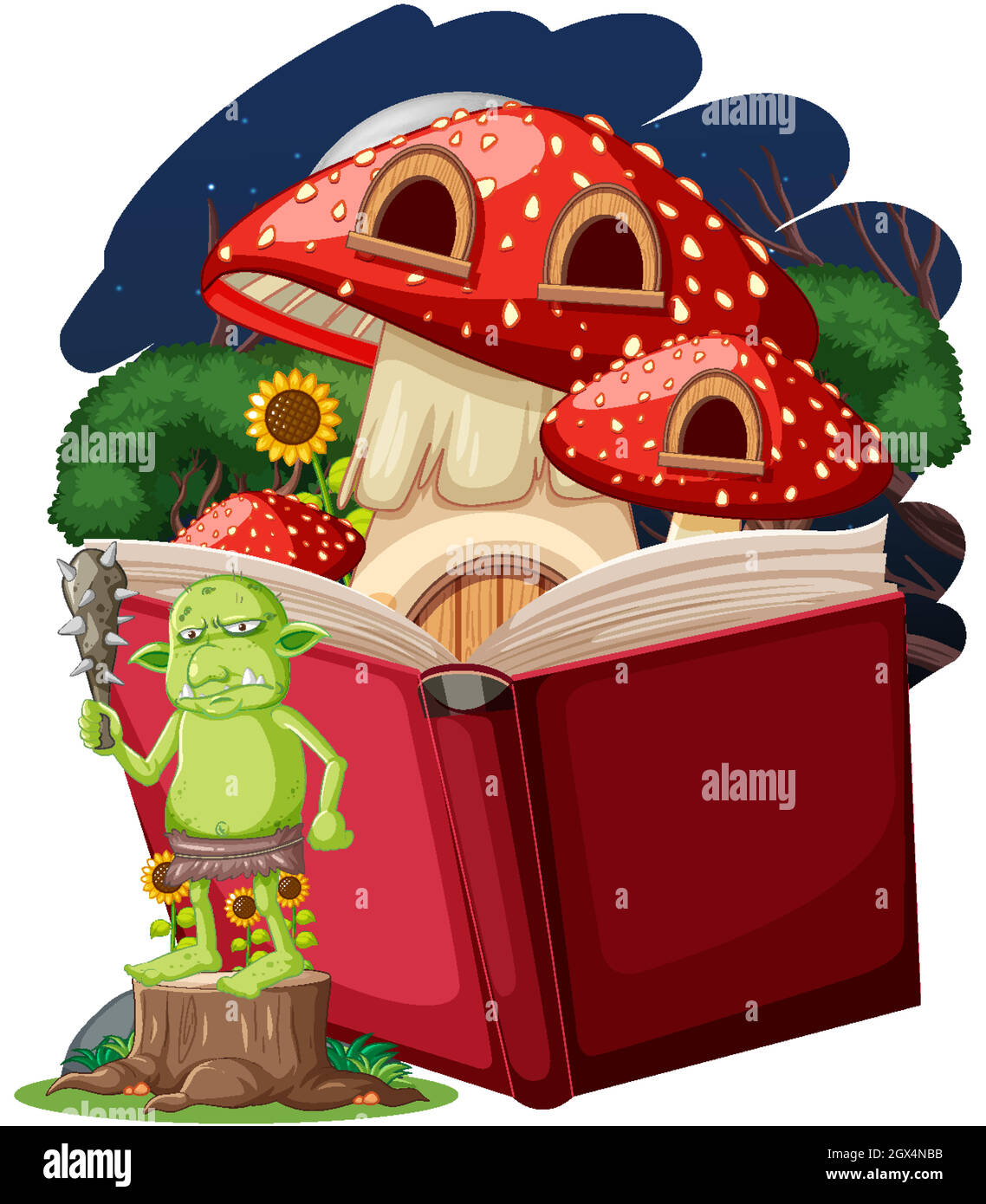 Goblin or troll cartoon character with a story book Stock Vector Image ...