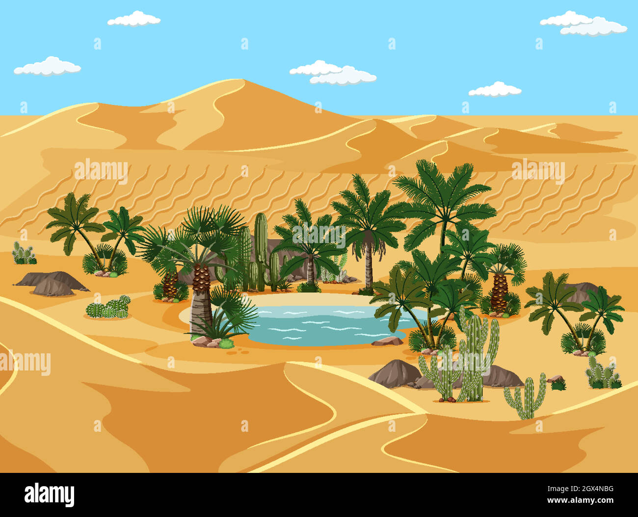 Oasis In The Sahara Desert Drawing