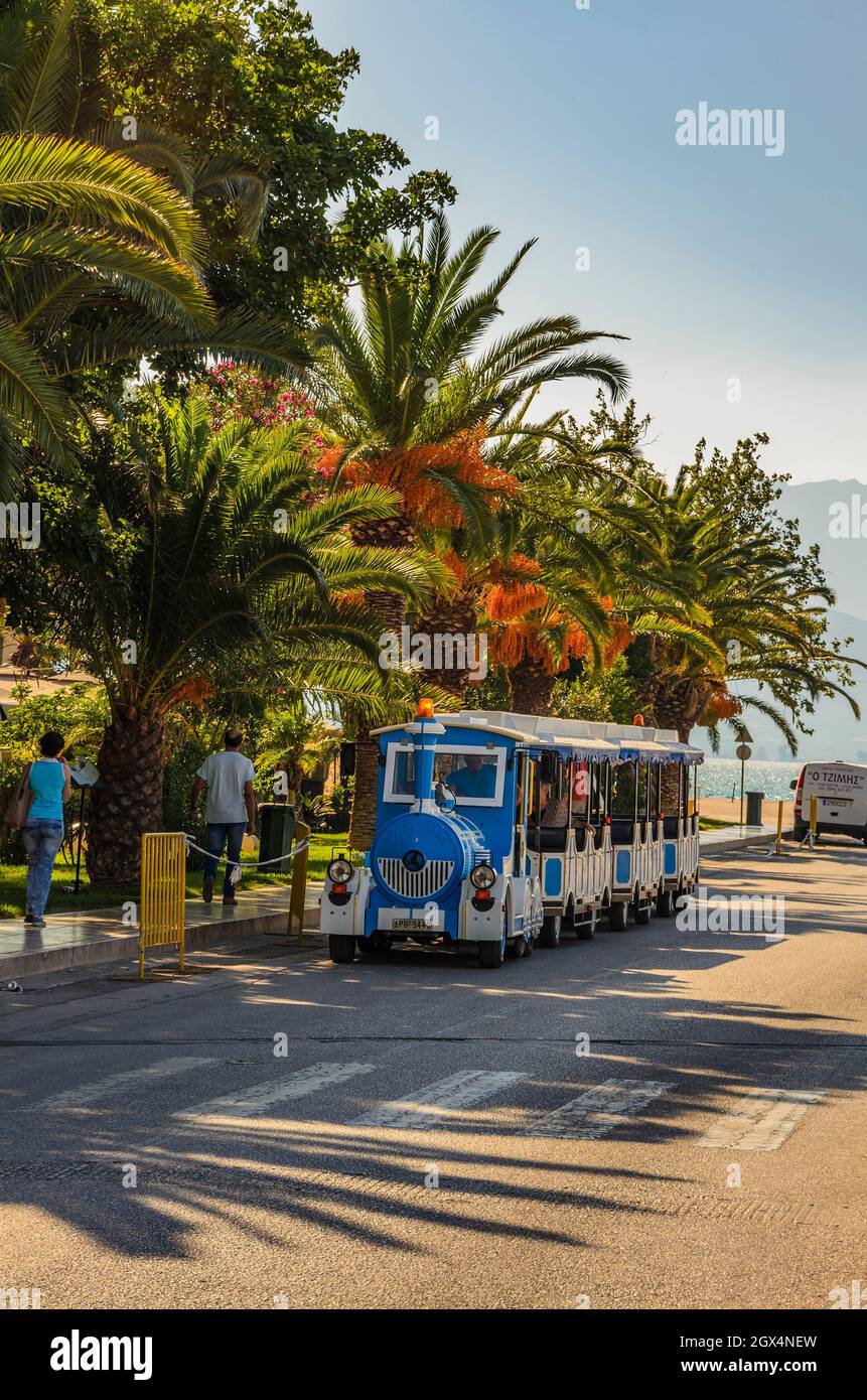 Beautiful decorated streets of Nafplion with traditional architectural ...