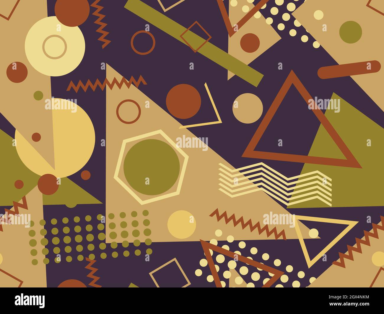 Memphis seamless pattern. Geometric elements memphis in the style of 80 ...