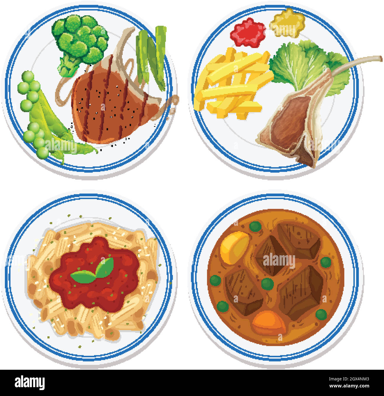 Aerial view of food on plate Stock Vector Image & Art - Alamy