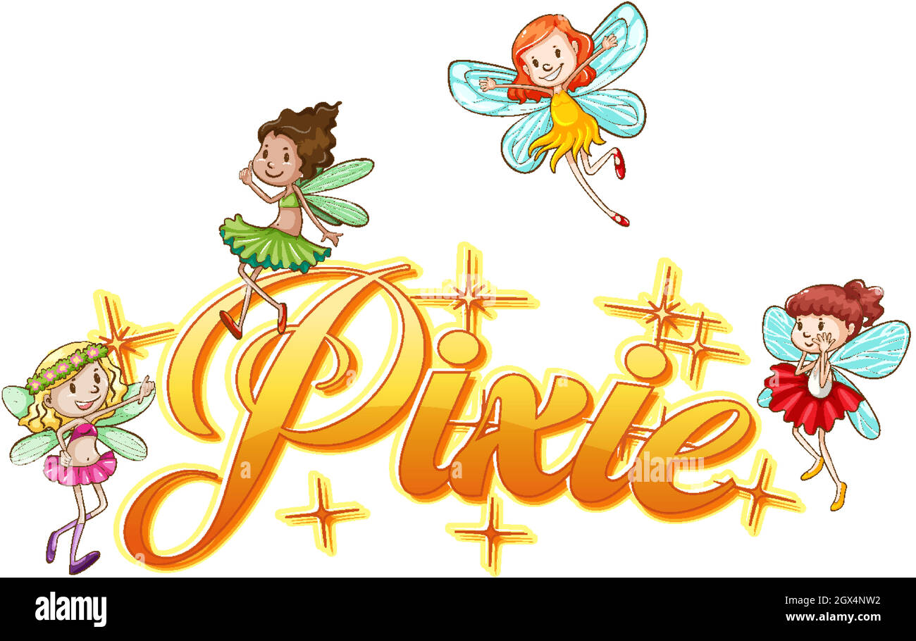 Pixie logos with little fairy on white background Stock Vector Image ...