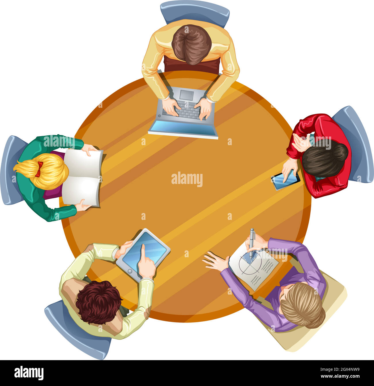 Top view woman tablet Stock Vector Images - Alamy