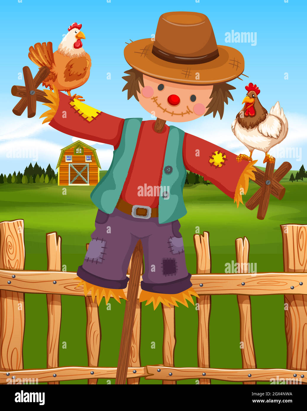 Scarecrow field birds Stock Vector Images - Alamy