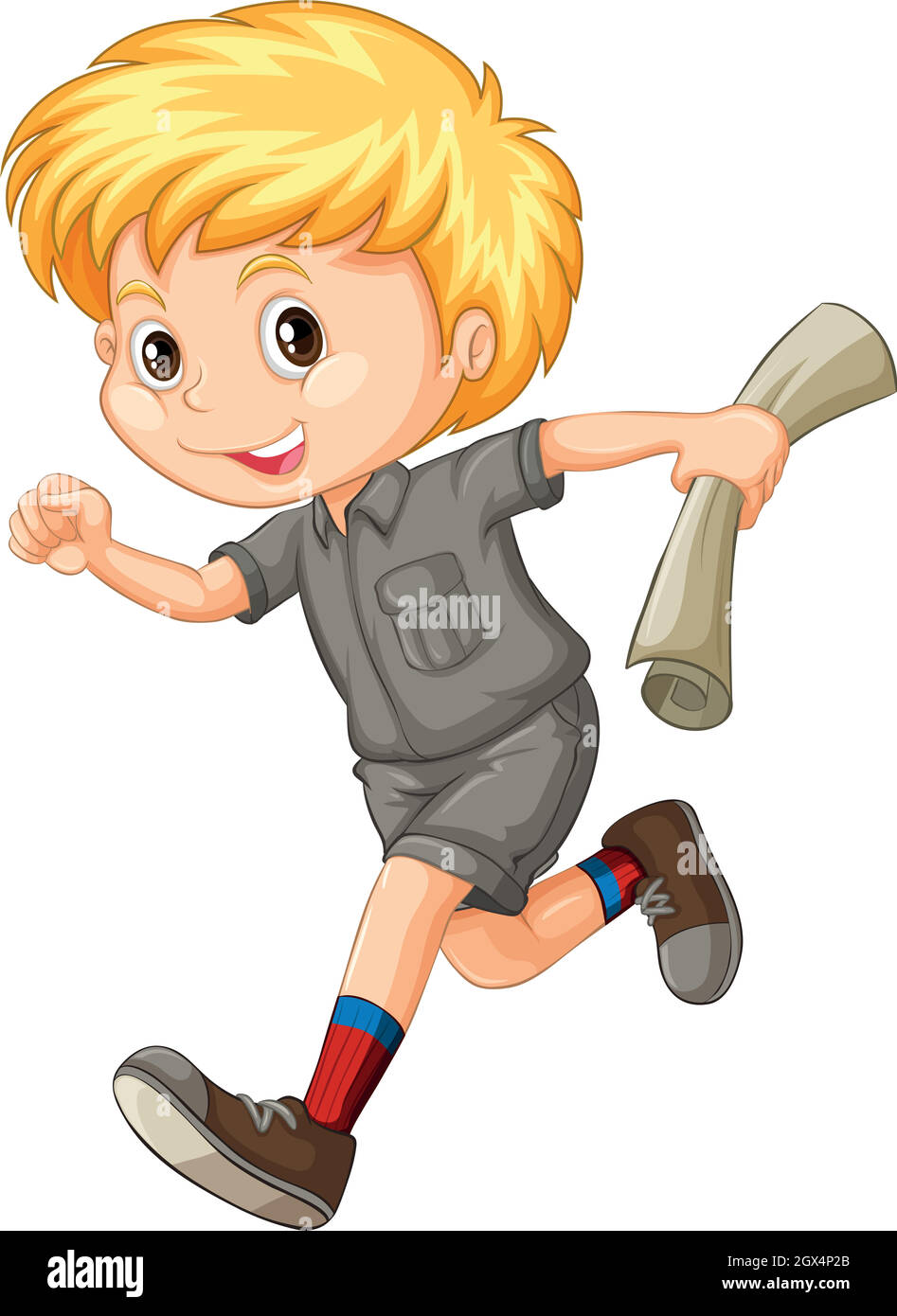 Little boy with map running Stock Vector Image & Art - Alamy