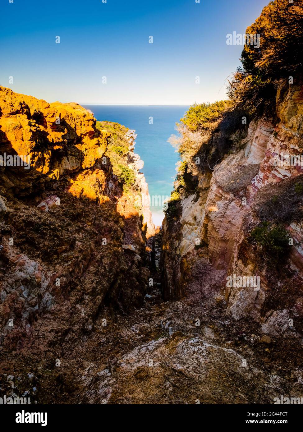 A Narrow Canyon into Pacific Ocean Stock Photo - Alamy