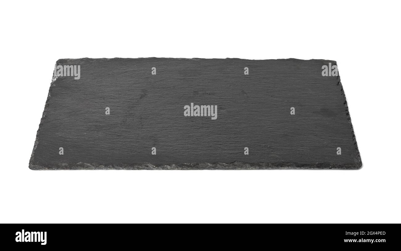 big rectangular black slate stone board isolated on white background ...