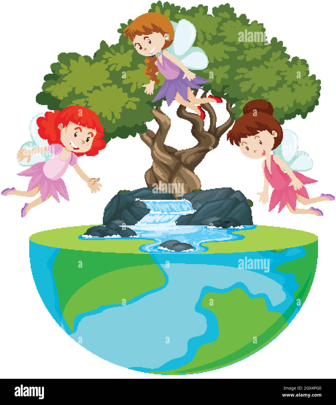 Three fairies flying around the garden Stock Vector Image & Art - Alamy