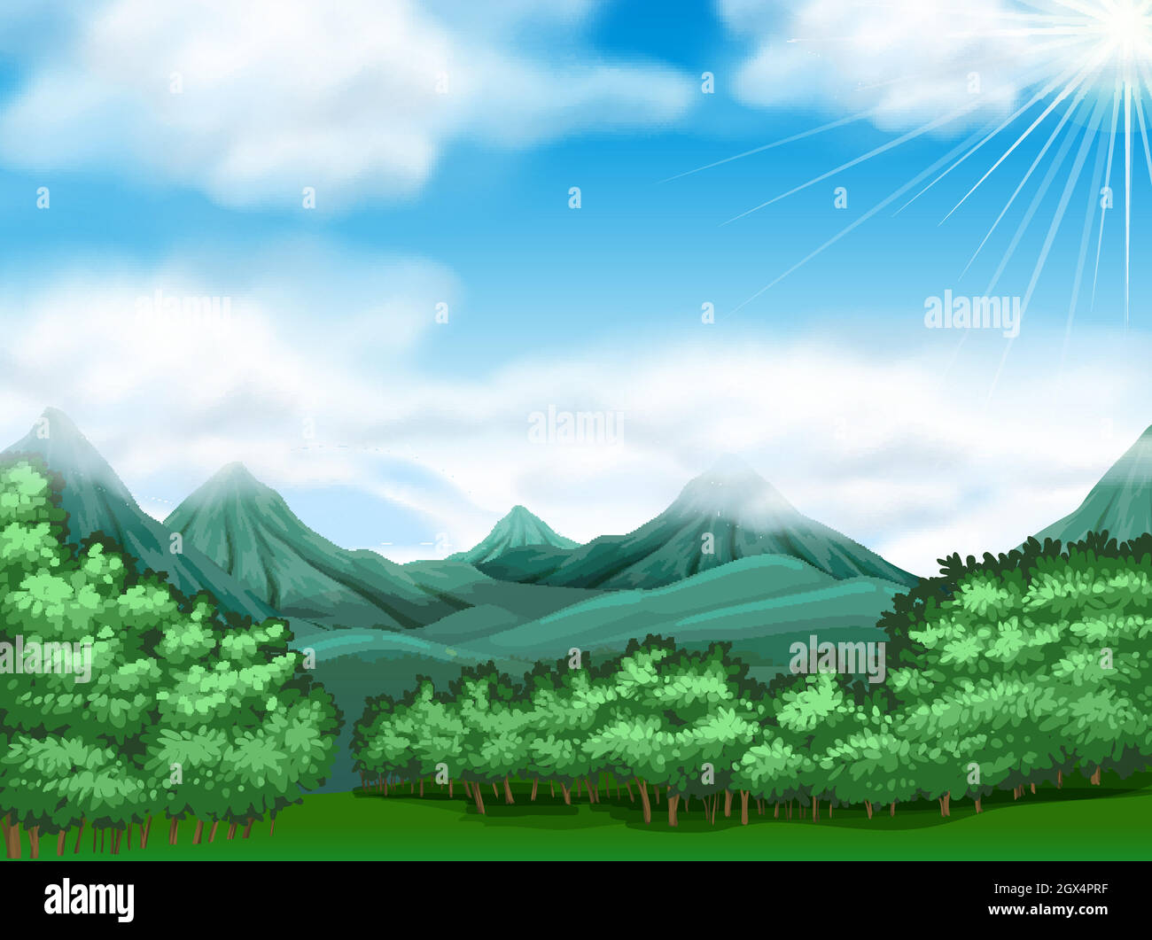Forest with mountains Stock Vector Images - Alamy