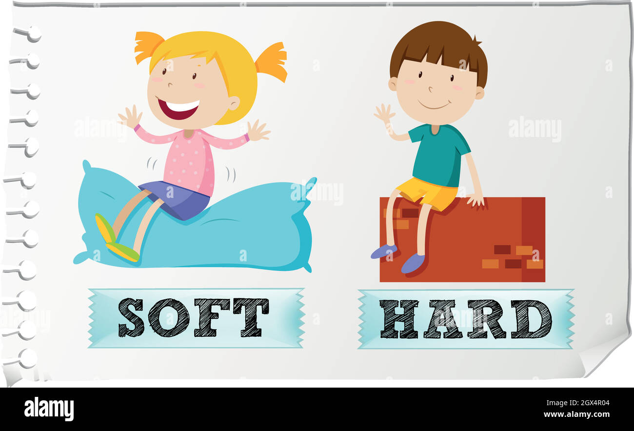 Opposite adjectives soft and hard Stock Vector Image & Art - Alamy