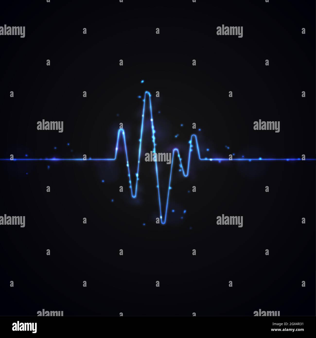 Heart beat 3D wave on dark background. Abstract heartbeat or cardiogram ...