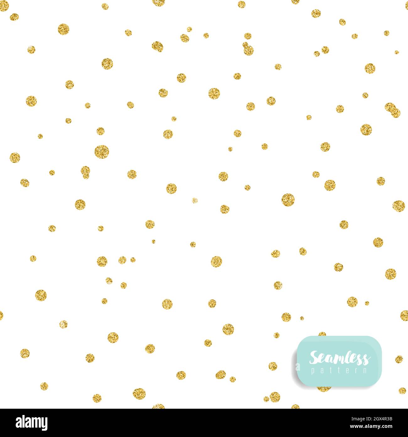 Sketchy hand-drawn points vector seamless pattern, made of gold glitter ...