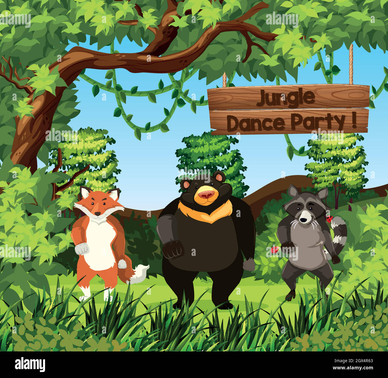 Wild animals dance in jungle Stock Vector Image & Art - Alamy