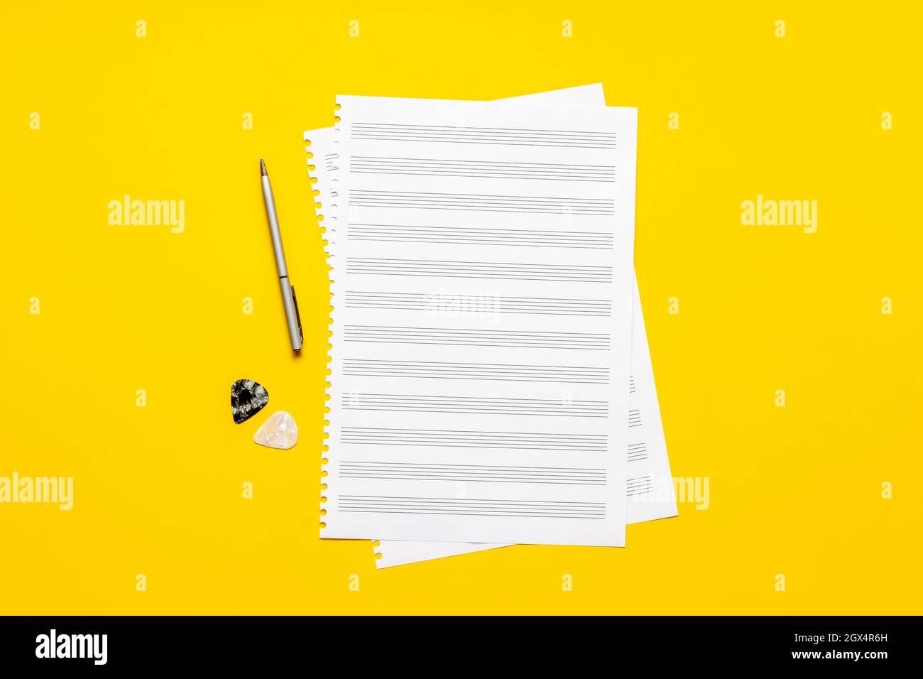 Music sheets for writing notes. Compose music concept Stock Photo - Alamy