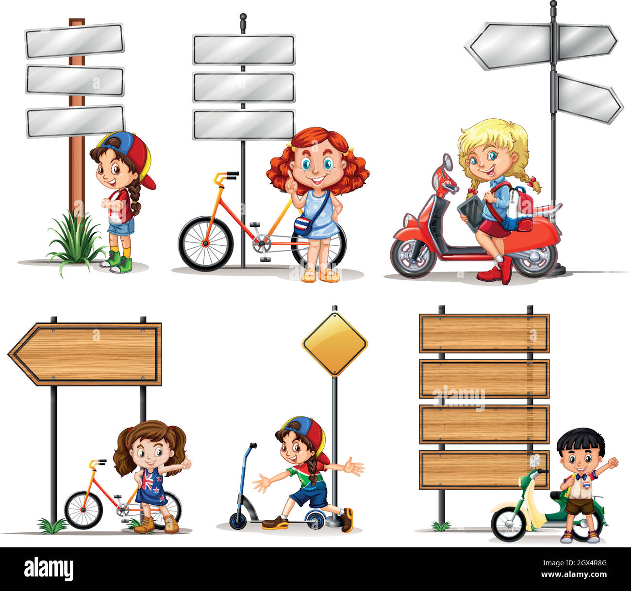 Girl under the street signs Stock Vector Image & Art - Alamy