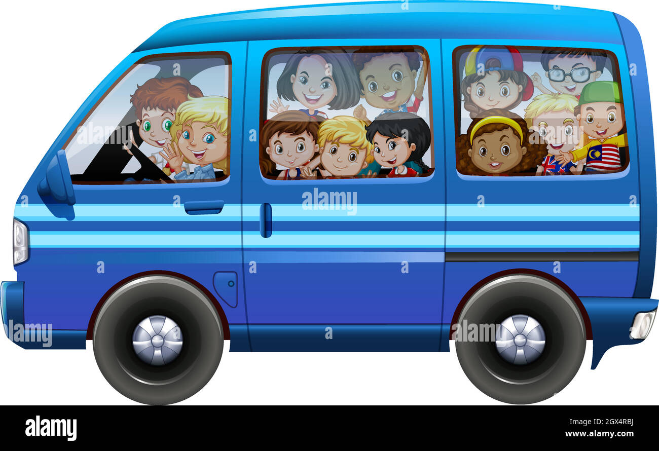 Blue Minivan Clipart