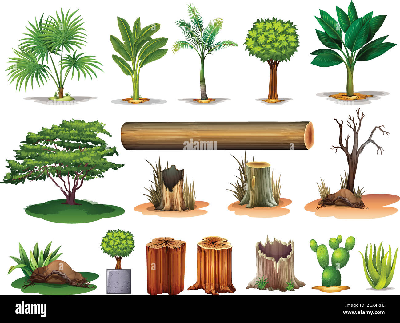 Green leaves plants trees Stock Vector Images - Alamy