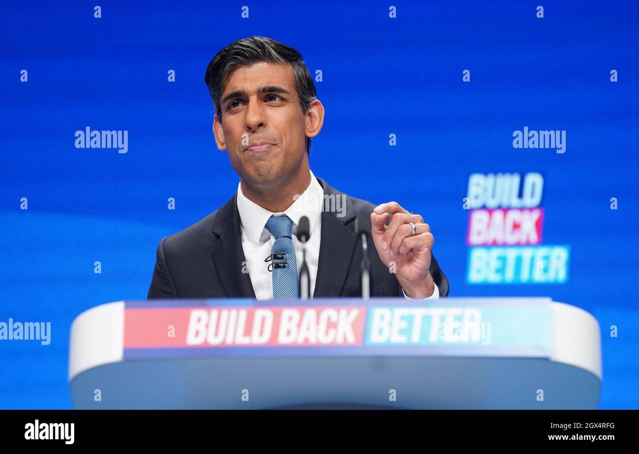 Chancellor of the Exchequer Rishi Sunak speaking at the Conservative ... Chancellor of the Exchequer Rishi Sunak speaking at the Conservative ...