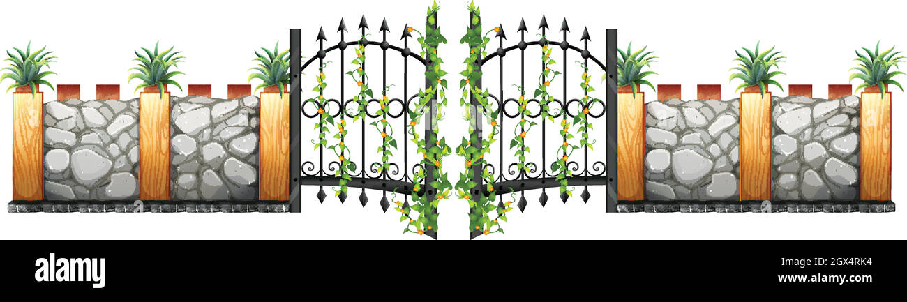 Wall and gate design Stock Vector Image & Art - Alamy
