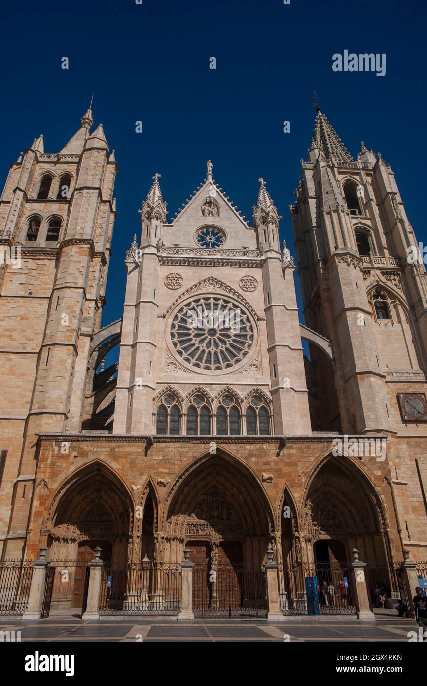 exterior of the beautiful cathedral of Leon in Spain Stock Photo - Alamy