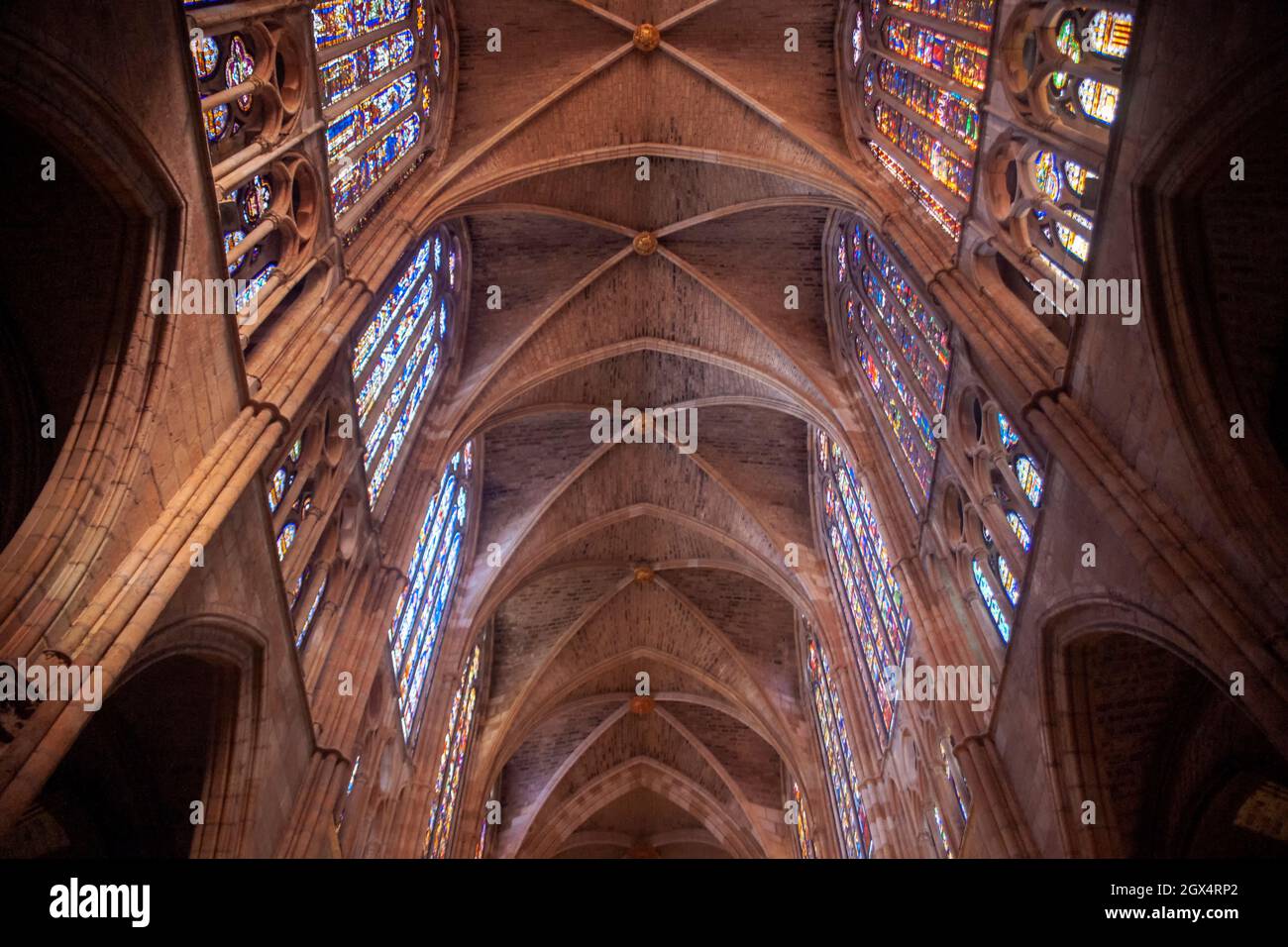 detail of the interior of the beautiful cathedral of Leon, Spain Stock ...