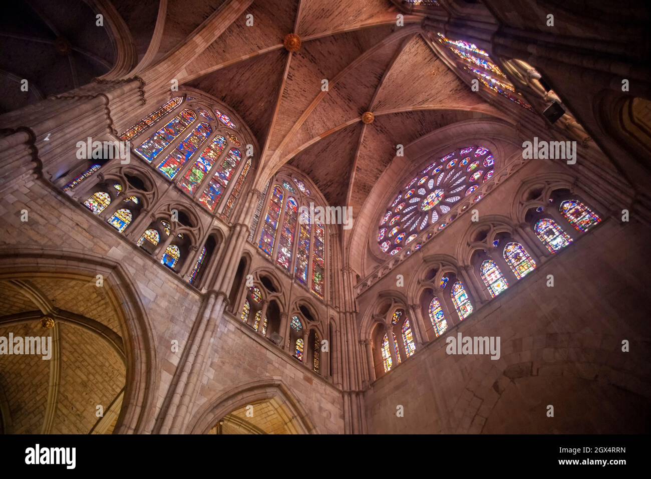 detail of the interior of the beautiful cathedral of Leon, Spain Stock ...