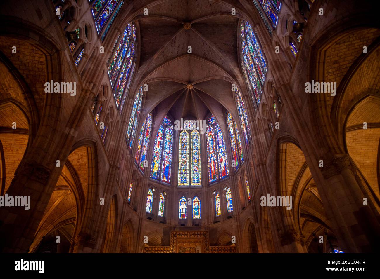 detail of the interior of the beautiful cathedral of Leon, Spain Stock ...