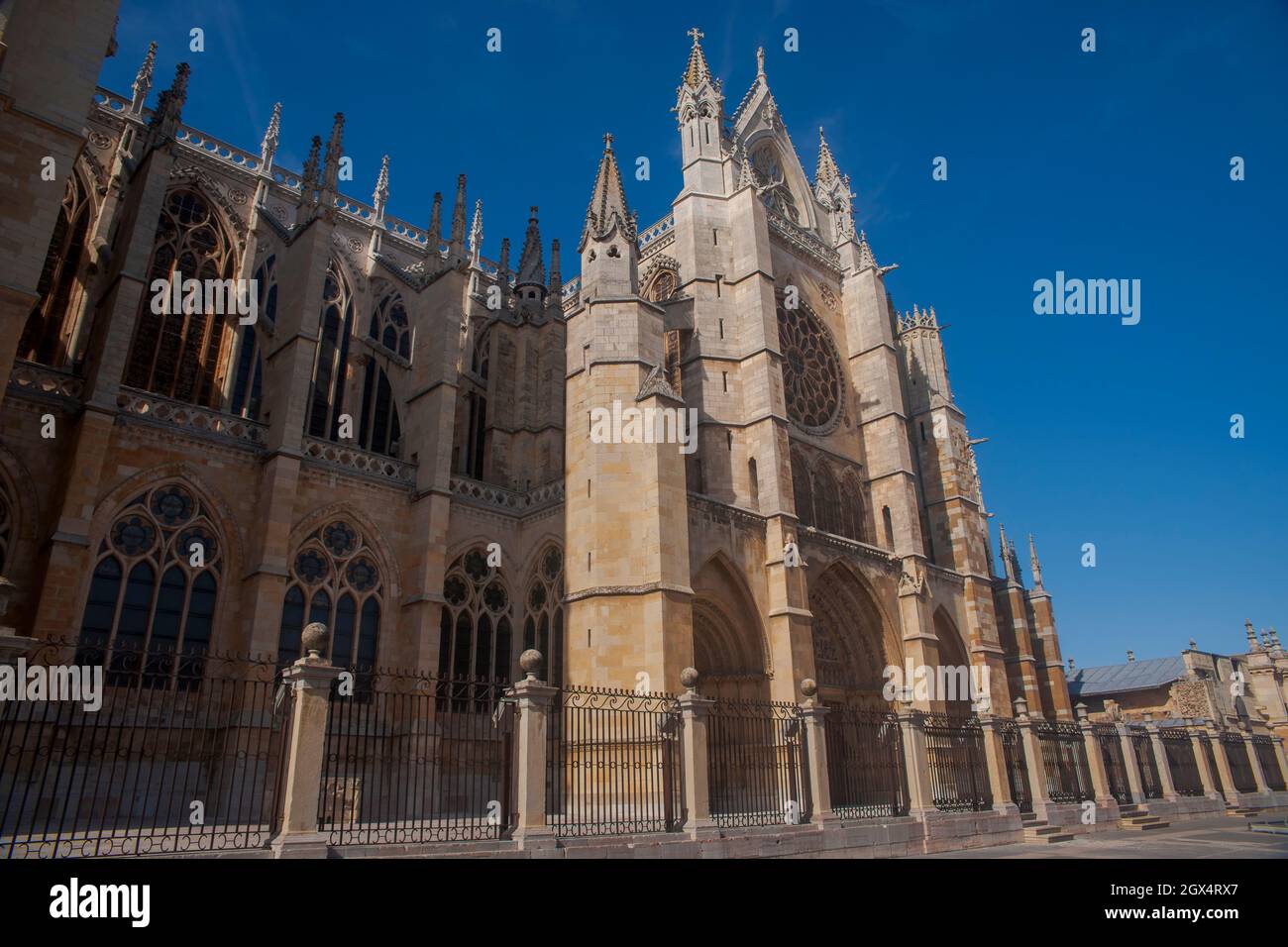 exterior of the beautiful cathedral of Leon in Spain Stock Photo - Alamy