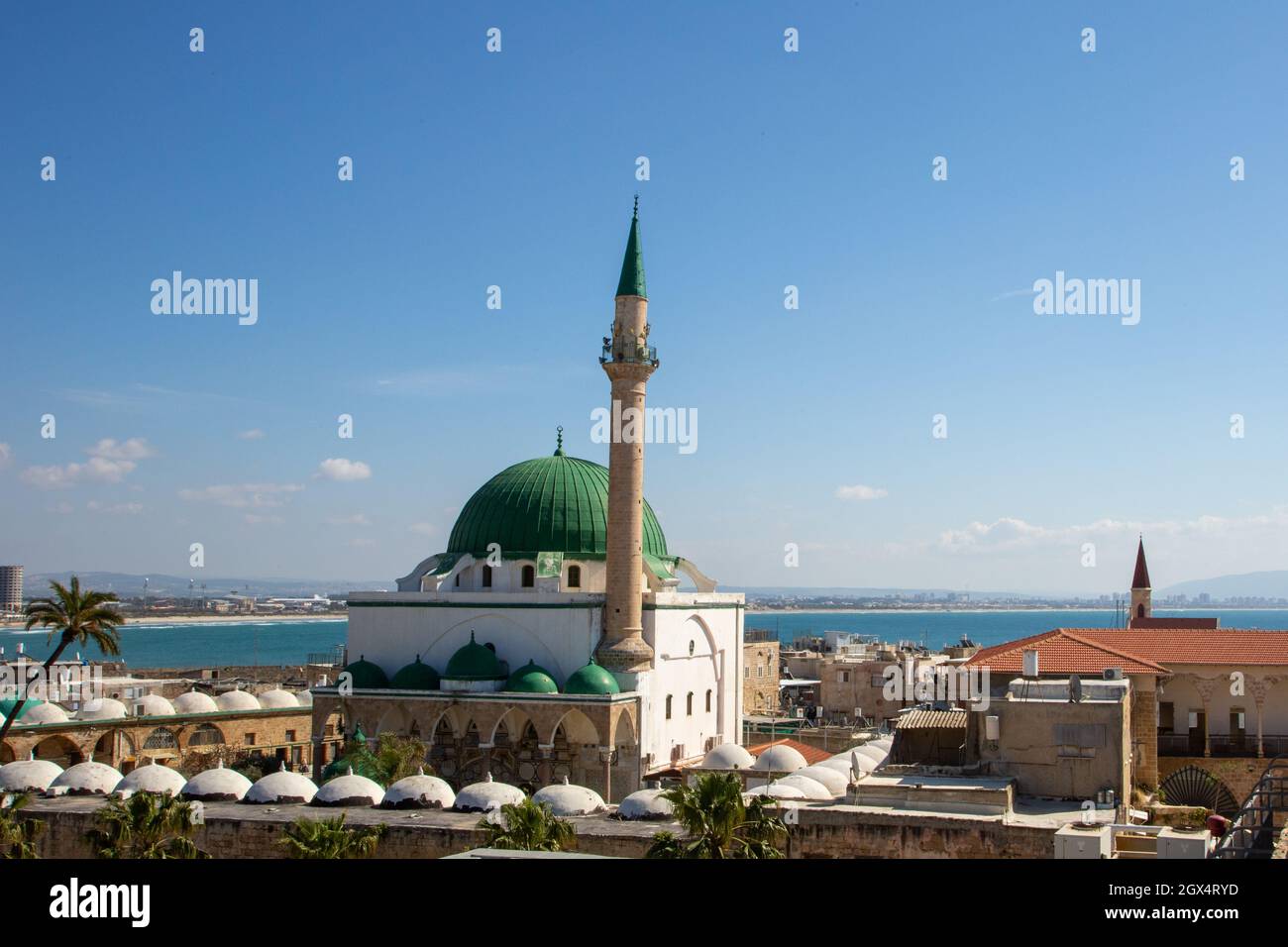 View of Ancient city of Akko (Acre) and the El-Jazzar Mosque on the ...